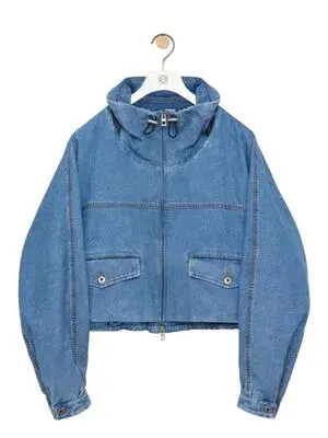 Loewe Denim Jacket With Leather Trim - Light Blue