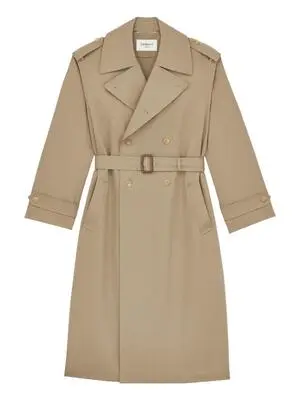 Saint Laurent Bonded Cotton Trench Coat - Nude