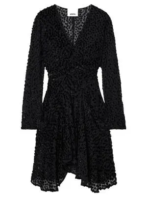 Isabel Marant Étoile Sequin Embellished Long-sleeve V-neck Dress - Black