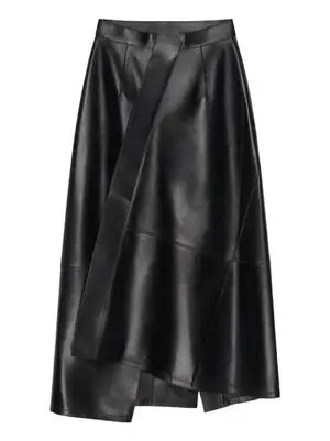 GIVENCHY Givenchy Midi Asymmetric Leather Skirt