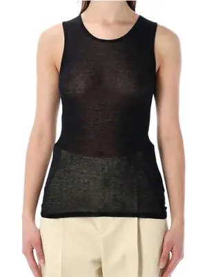 Soeur Isis Sheer Sleeveless Top - Black