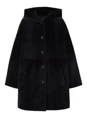 Loro Piana Shearling Hooded Parka - Navy Blue