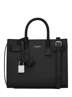Saint Laurent Sac De Jour Nano Handbag In Embossed Leather - Black