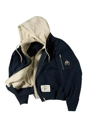 Moose Knuckles Skylark Bomber Jacket With Drawstring Hood - Black