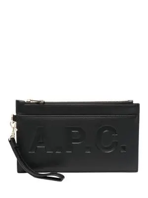 A.p.c. Logo-debossed Zipped Clutch Bag - Black