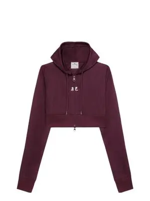 COURREGES Cropped Zipped Hoodie - Red