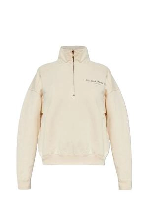 SPORTY  RICH Sporty Rich Logo Printed Half-zipped Sweatshirt - Nude