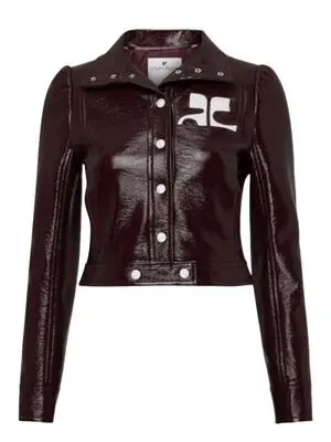COURREGES Courreges Long-Sleeved Logo Leather Jacket