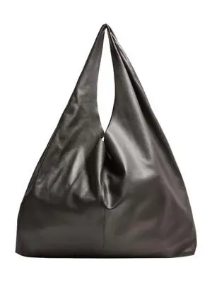 THE ROW Bindle Leather Hobo Bag - Black