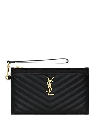 Saint Laurent Cassandre Matelassé Large Zipped Pouch - Black