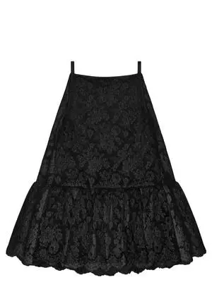 Givenchy Sliced Mini Ruffled Dress In Lace - Black