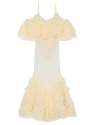 Givenchy Long Ruffled Dress In Ultra-fine Knit - Beige