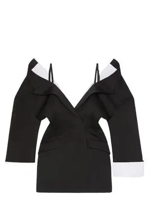 Givenchy Slashed Mini Tailored Dress In Wool - Black