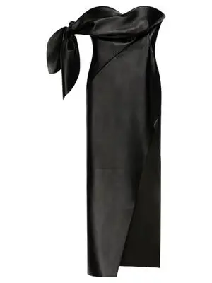 Givenchy Long Nappa Leather Bustier Dress With Bow Detail - Black