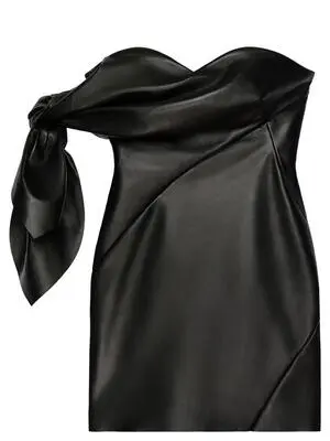 Givenchy Givenchy Mini Bustier Dress In Nappa Leather With Bow Detail Black