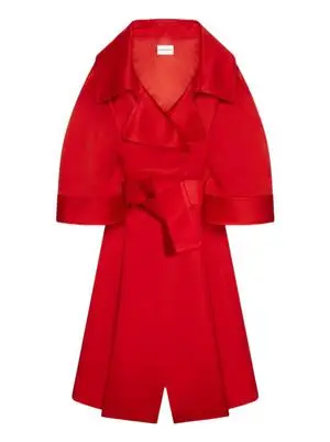 Givenchy Long Cocoon Coat In Satin - Cinnabar