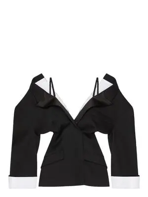 Givenchy Single-breasted Wool Grain De Poudre Jacket With Cutout Detail - Black