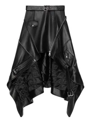 Givenchy Asymmetrical Leather Biker Skirt - Black