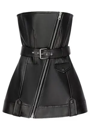 Givenchy Mini Bustier Biker Dress In Leather - Black