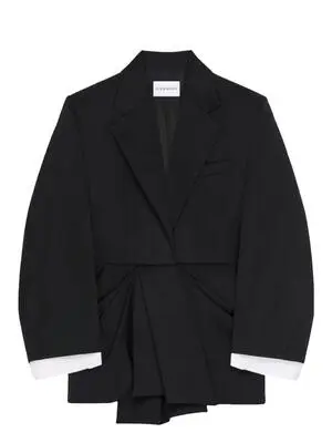 Givenchy Single-breasted Draped Jacket In Wool Grain De Poudre - Black