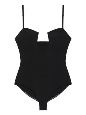 Givenchy Cutaway Bodysuit In Engineered Knit - Black