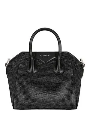 Givenchy Antigona Micro Top Handle Bag With Rhinestones - Black