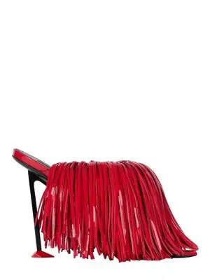 GIVENCHY Givenchy Boudoir Heeled Mules In Patent Leather With Fringes