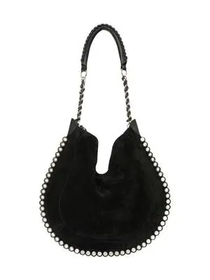 Isabel Marant Étoile Oskan Hobo Soft Shoulder Bag With Perforated Studs - Black