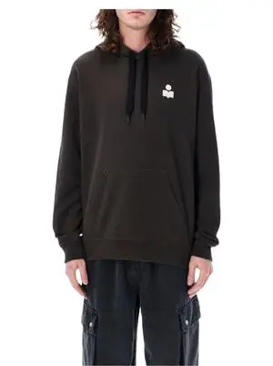 Isabel Marant Étoile Matte Logo Printed Drawstring Hoodie - Black