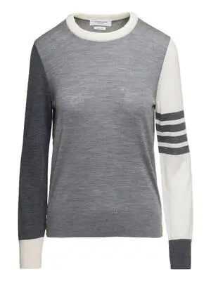 Thom Browne Rwb Striped Knitted Crewneck Jumper - Gray