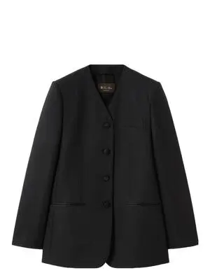 Loro Piana Lizzie Jacket With V-neck And Satin Inserts - Black