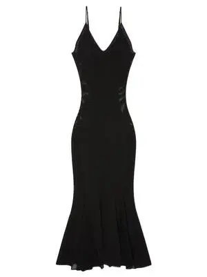 Givenchy Midi Dress In Openwork Knit With V-neckline - Black