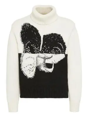 Alexander McQueen Orchid" Intarsia Knit Turtleneck Jumper - Black