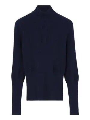 Loro Piana Loro Piana Durango High Neck Ribbed Sweater Navy Blue