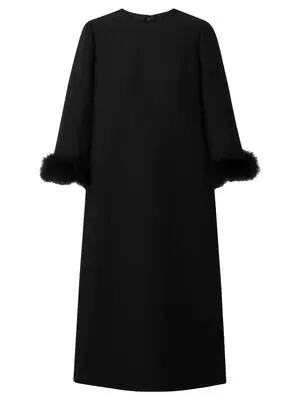 VALENTINO Valentino Round Neck Dress With Feathered Cuffs