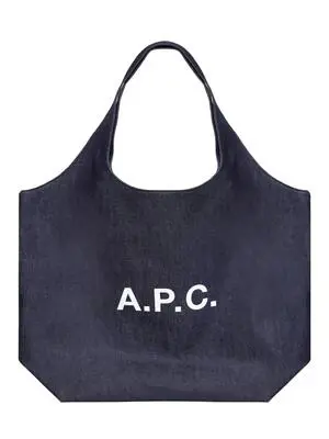 A.p.c. Large Tote Bag With Logo Print - Indigo