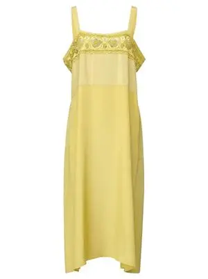 MAISON MARGIELA Lace Trim Square Neck Midi Dress - Yellow