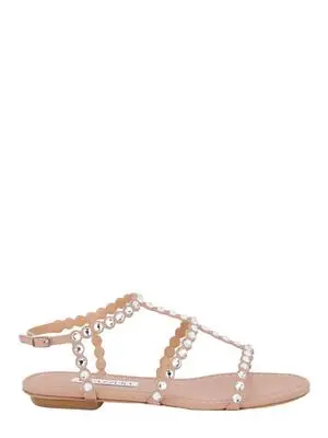 AQUAZZURA Embellished Open-toe Flat Sandals - Nude
