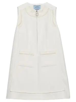 Prada Embroidered Natté Fabric Mini-dress - White