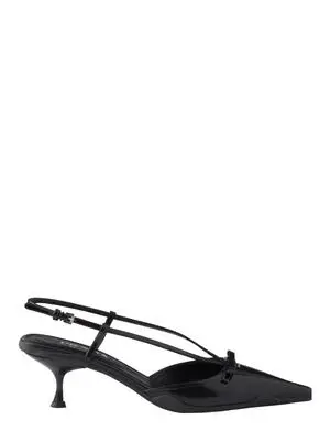 Prada Prada Brushed Leather Slingback Pumps With Bow Detailing Black