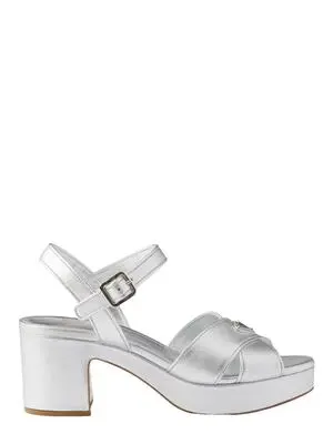Prada Nappa Leather Round-toe Platform Sandals - Silver