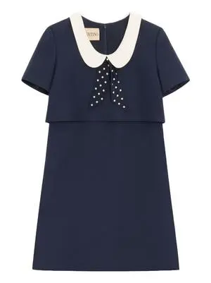 Valentino Garavani Crepe Couture Short Dress With Polka Dot Scarf Detail - Black