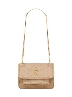 Saint Laurent Niki Mini Bag In Vintage Leather - Light Beige