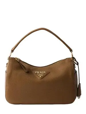 Prada Prada Small Textured Leather Shoulder Bag Caramel