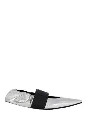 Givenchy Givenchy Crush Ballerinas In Metallic Leather Silver