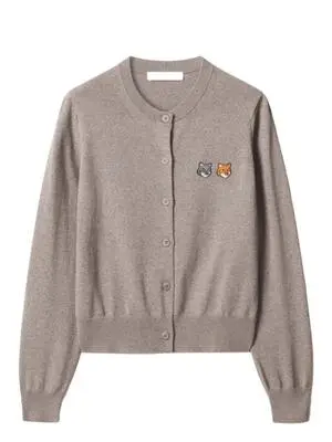 Maison Kitsuné Double Fox Head Cardigan - Taupe