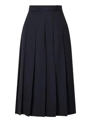 Auralee Hopsack Pleated Midi Skirt - Black