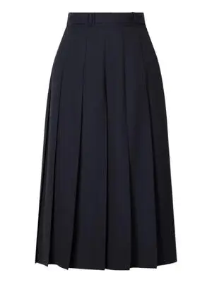 Auralee Hopsack Pleated Midi Skirt - Black