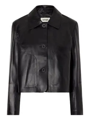 ARMA Cropped Leather Chore Jacket - Black