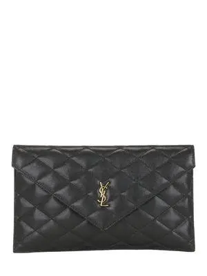 Saint Laurent Grain De Poudre Matelasse Pouch - Nero